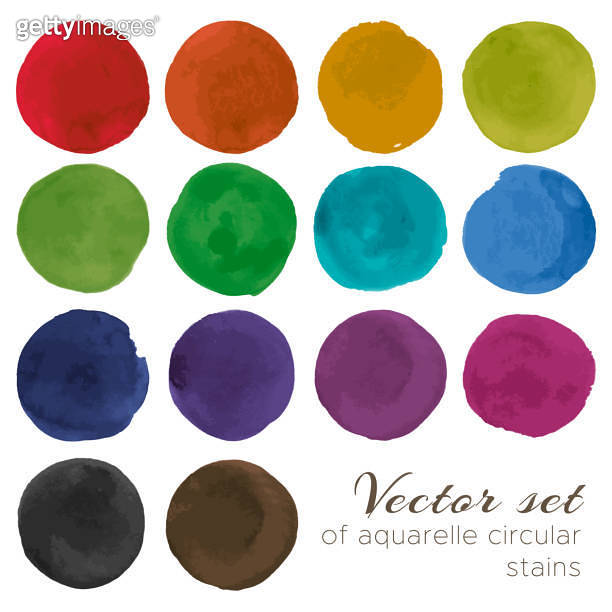 Grunge Water Colour Circle. Graphic Rounds Splatter. Ink Shapes on ...