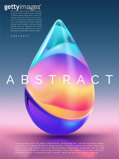 Vector Minimalist Iridescent Abstract Water Drops Poster, Book Cover or ...