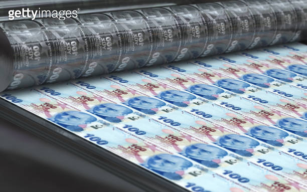 100 TL Front Banknote Money Printing House, Financial Concept 이미지 ...