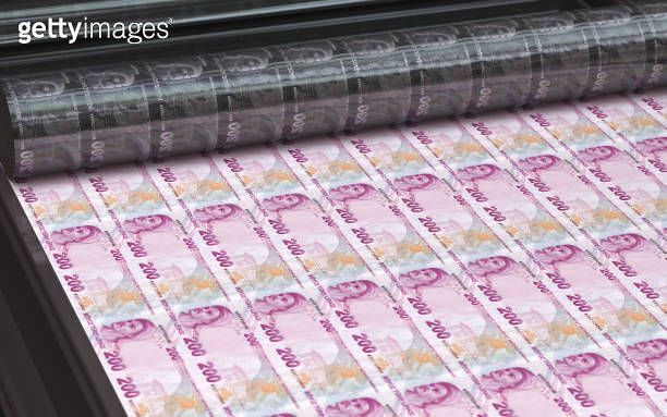 200 TL Back Banknote Money Printing House, Financial Concept ...