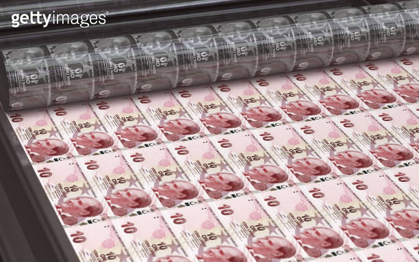 10 TL Front Banknote Money Printing House, Financial Concept 이미지 ...