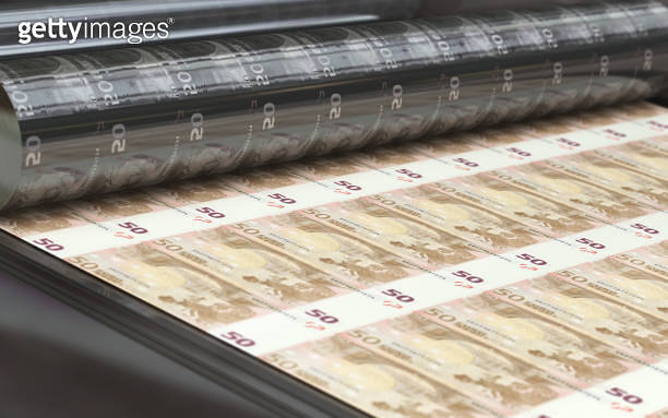 50 Euro Back Banknote Money Printing House, Financial Concept 이미지 ...