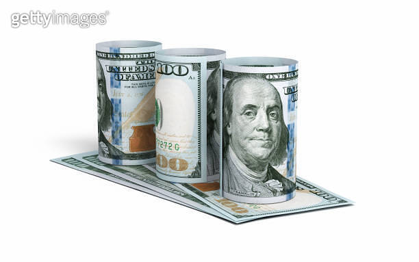 $100 Rolling Banknote, Object + Shadow Clipping Path (1499015108) 일러스트 ...