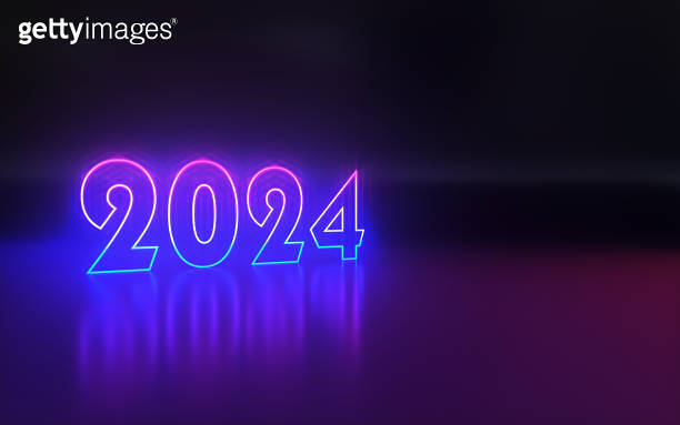 Glow in the Dark New Year 2024, Neon Light Colorful 이미지 (1854477661 ...