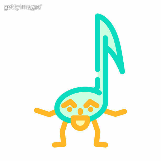 music note character retro color icon vector illustration 이미지 ...