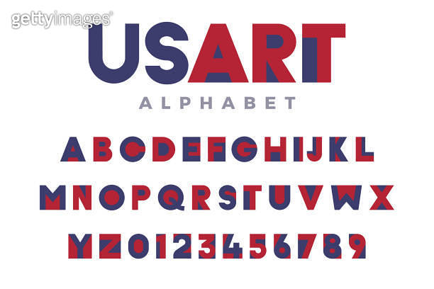 US Art vector alphabet typeface. Artistic and minimal designed old font ...