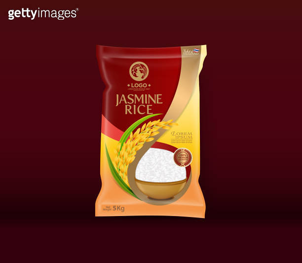 Rice Package Mockup Thailand food Products, vector illustration ...