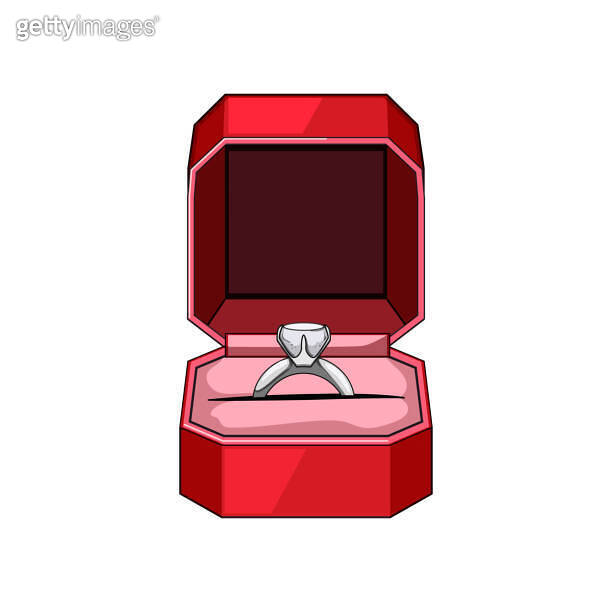 marriage proposal ring box cartoon vector illustration (1749753264 ...
