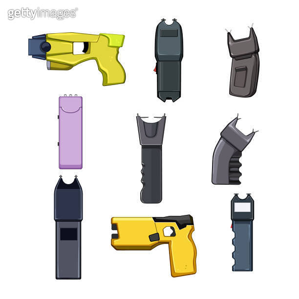 taser gun set cartoon vector illustration (1587127802) 일러스트, 무료 일러스트 ...