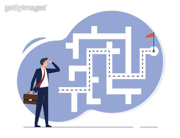 Overcoming obstacle and challenge concept, solving business problem and ...