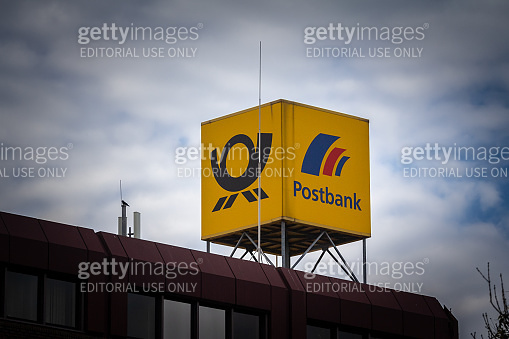Logos of Deutsche Postbank and Deutsche Post on their local office in ...