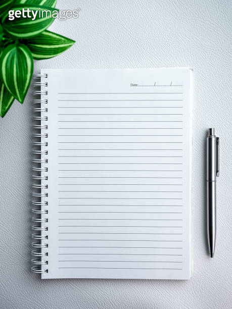Empty blank of notebook diary page. Template white paper sheet with ...