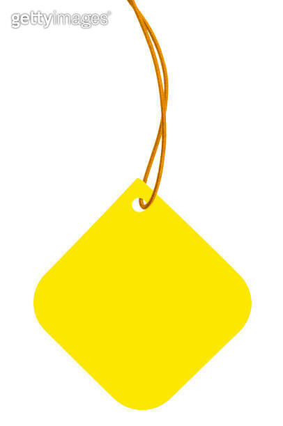 Blank Yellow Cardboard Sale Tag And Golden String, Empty Square Price ...