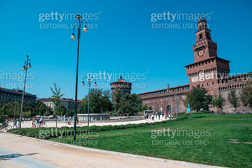 Castello Sforzesco (Sforza's Castle) details of the medieval ...