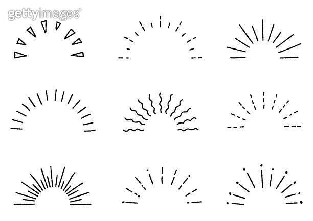 Hand drawn sunburst frame set (bumpy lines), 이미지 (1496536791) - 게티이미지뱅크