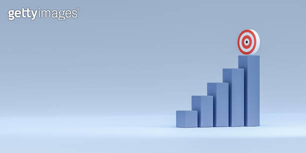 target with increase development graph profit. goal achievement ...