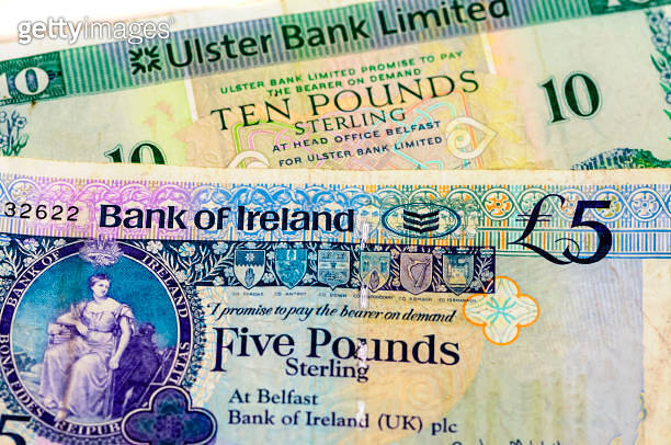 Ulster Bank and Bank of Ireland bank notes, as used in Northern Ireland ...