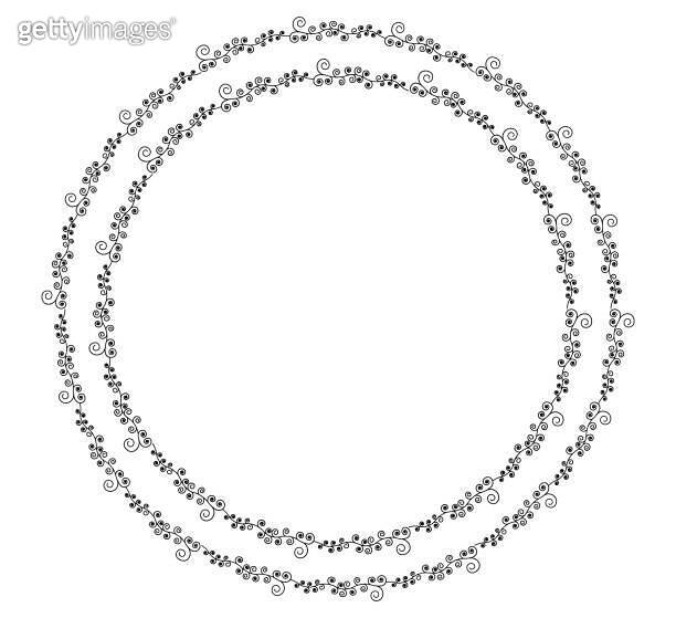 Floral circular design elements. line outer frame floral design ...