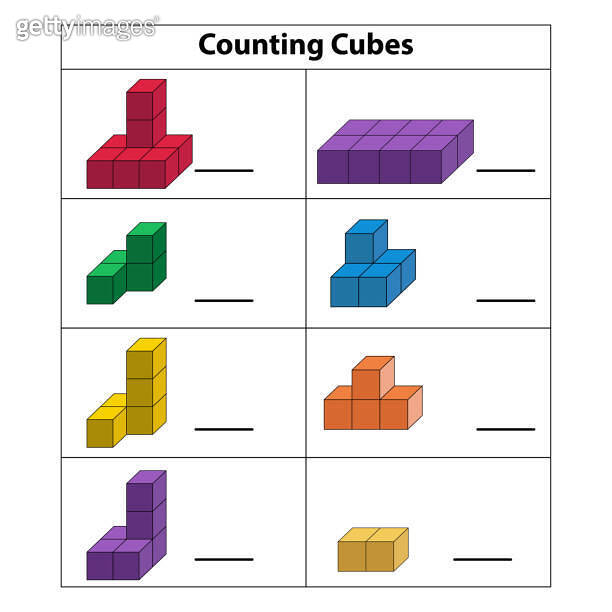 Counting color Cubes Exercise. Education logic game for preschool kids ...