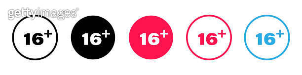 16 plus icon. Adults only. Age limit or restriction. Sixteen plus only ...
