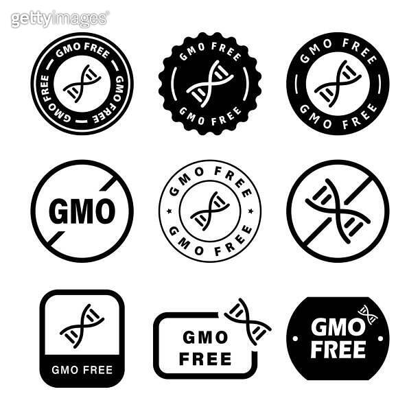 GMO free sticker, label, stamp, emblem or sign. No GMO sign. Eco ...