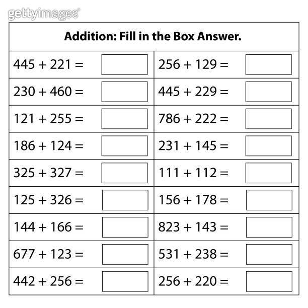 Numbers Addition. Math chart for addition and subtraction operations in ...
