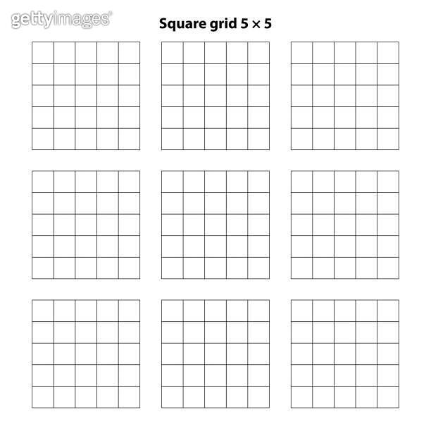 Square grid with 5 by 5 9 squares, grid. texture background, vector ...