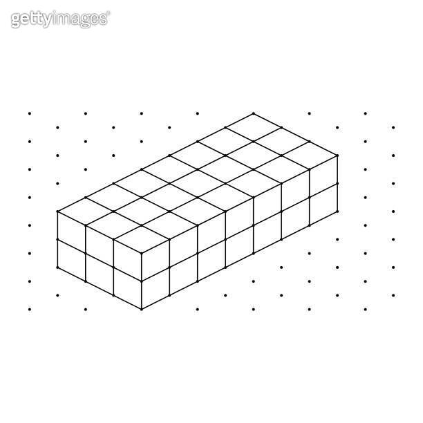 3D isometric cubes for each shape using the dotted lines on a dots grid ...
