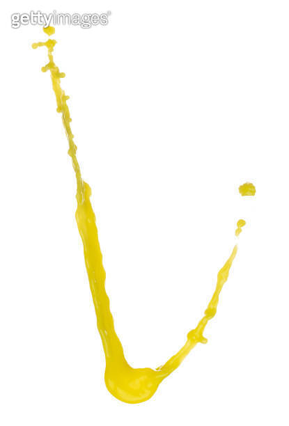 Yellow liquid flying explosion, pigment corn banana juice fresh float ...