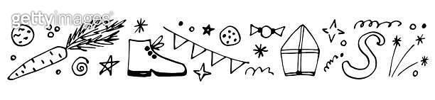 Simple vector set of black outline. St. Nicholas Day, Sinterklaas ...