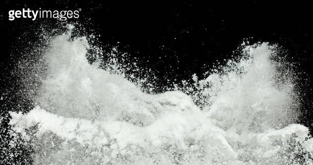 Explosion of snow falling down from sky or roof, heavy big small size ...