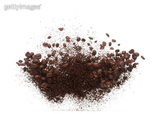 Coffee powder mix bean fly explosion, Coffee crushed mix seed float ...