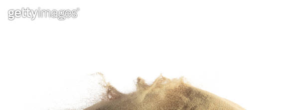 Wind blow on sand hill and splash fly in air. Sand dune hill over wind ...