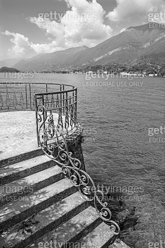 Belaggio - The stair of Villa Melzi on the waterfront of Como lake ...