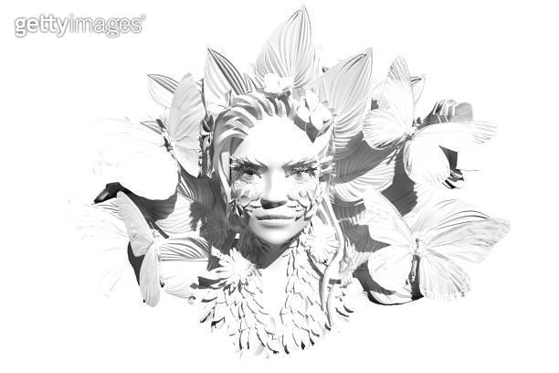 Stylized fairy with flowers and butterflies (1652213050) 일러스트, 무료 일러스트 ...