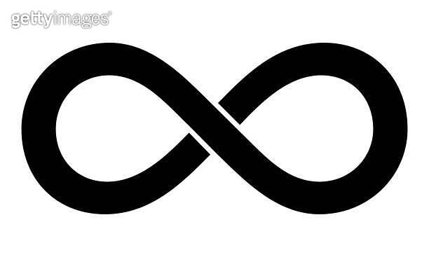 Infinity symbol - black and white vector illustration of lazy eight ...