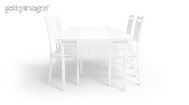 Blank white table runner mockup, front view 이미지 (1629658599) - 게티이미지뱅크