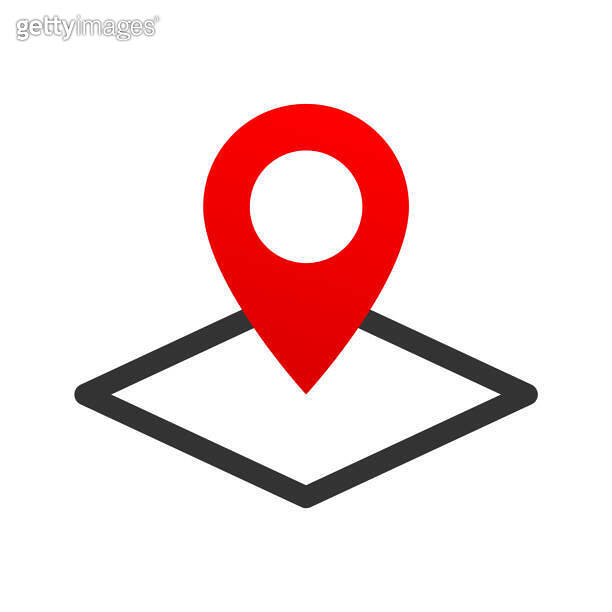 Red pin on map icon. Navigation marker symbol, geolocation GPS tag ...