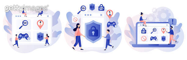 Parental control software. Prohibited content, access restrict. Blocked ...