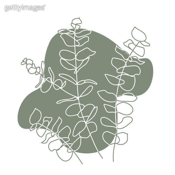 Botanical background for wall art. Natural colors in green tones, a ...
