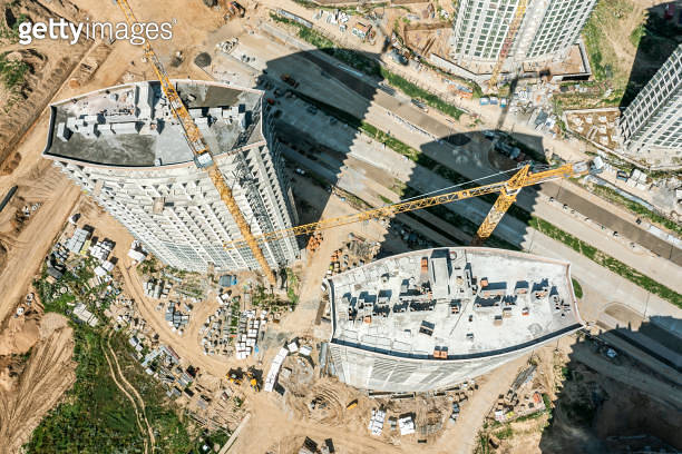 construction of high-rise apartment buildings in new residential area ...