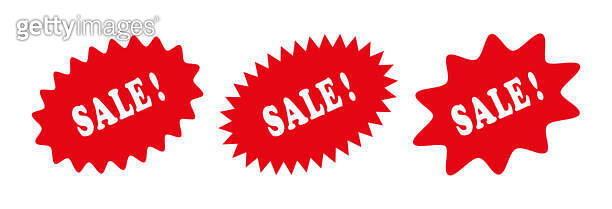 Red tag product labels. Price discount stickers. Star burst boxes ...