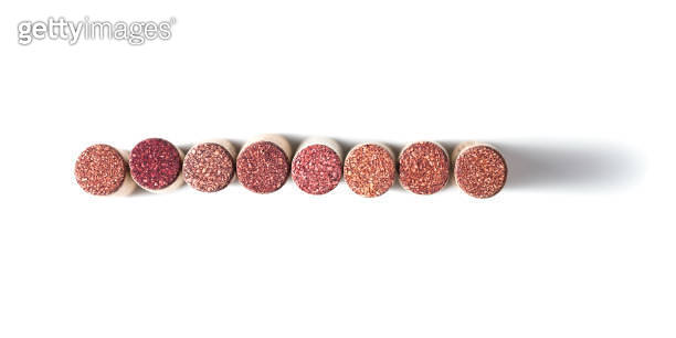 Row wine corks from red wine, natural texture used bottle stoppers top ...