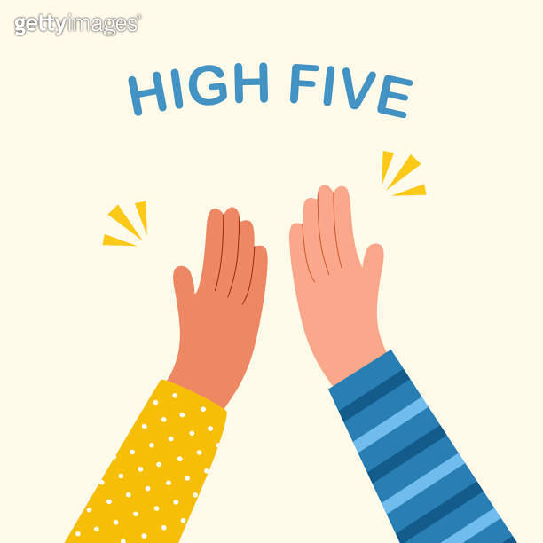 High five hands concept vector illustration. Colleagues friendship ...