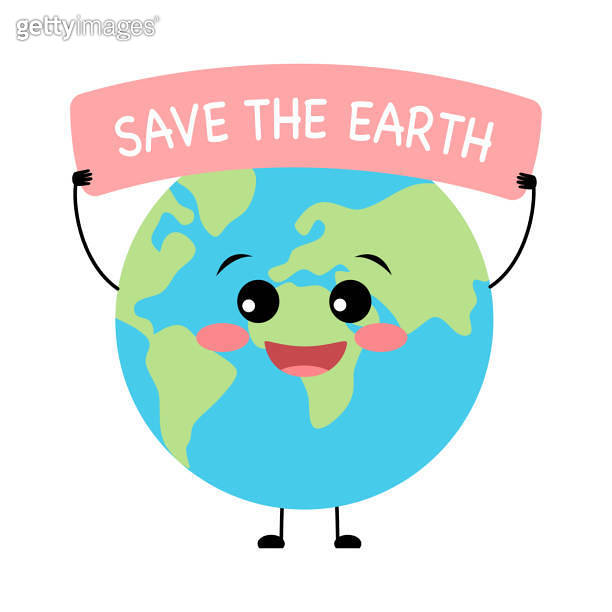 Save the planet concept vector. Earth cartoon character holding save ...