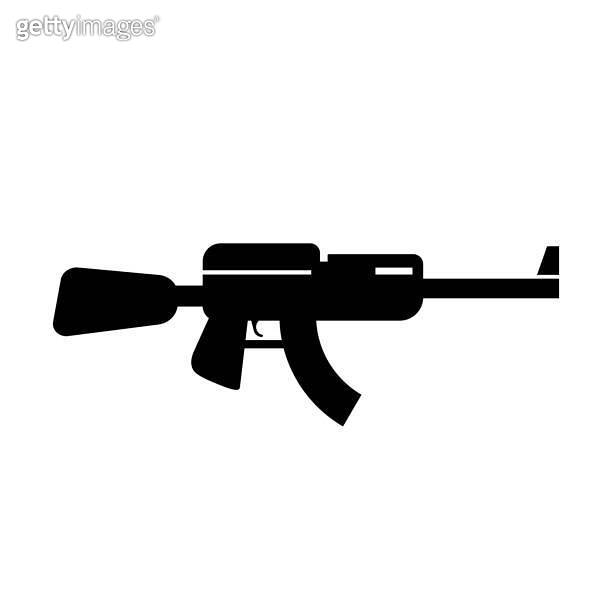 AK - 47 vector icon. Assault rifle icon isolated on white. 이미지 ...