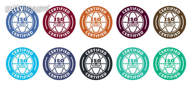 ISO certified - set of vector labels. The International Organization ...