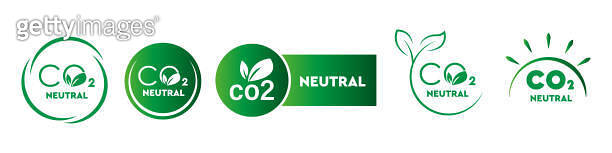 Carbon dioxide neutral - vector stickers isolated on white. CO2 neutral ...