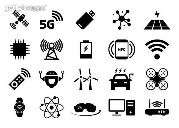 Vector modern technology icon set. Different tech icons isolated on ...