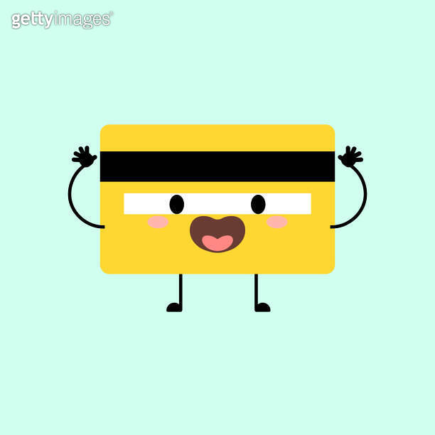 Cute smiling bank credit card or debit finanace cartoon character emoji ...
